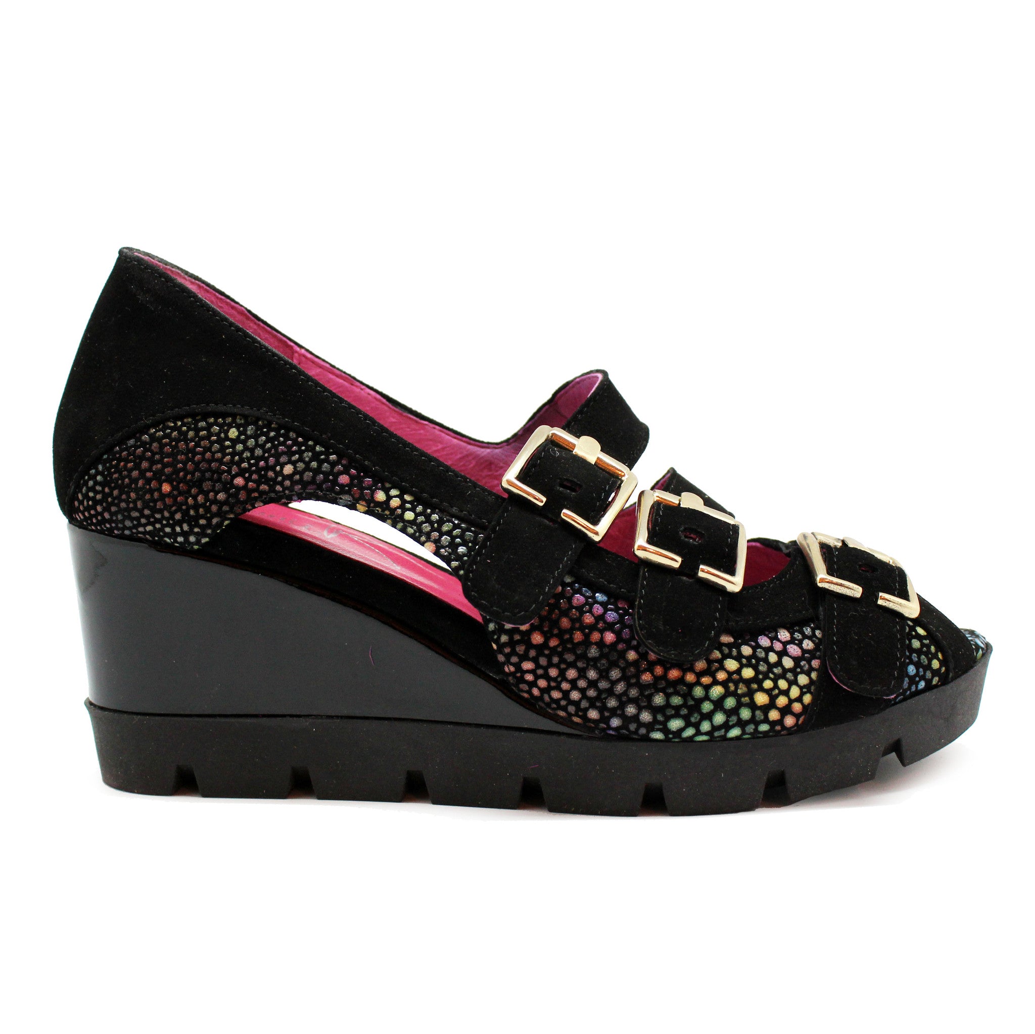 Le Trek - Black Multi wedge sandal – Chanii B